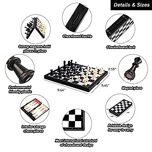 Magnetic Chess Set Backgammon Board Game Set 3 in 1 with Checkers Inside for Home Outdoor Travel Chess Set