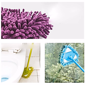 ALILILI 180 Degree Rotatable Adjustable Triangle Cleaning Mop,Multi-functional Retractable,Equipped With 2PCS Replacement Mop Cloth (Blue),3 Piece Set