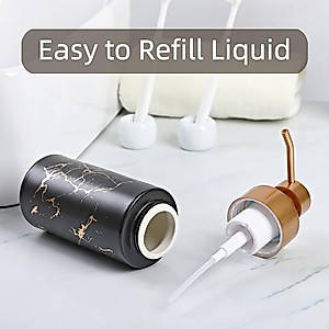 Marble Soap Dispenser, Ceramic Foam Soap Dispenser with Rust Proof Golden Pump (White)