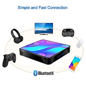 Android 11.0 TV Box, X10 Smart Box with Backlit Wireless Mini Keyboard, 4GB RAM 32GB ROM RK3318 Quad-Core 64bit Cortex-A53 Support 2.4GHz/ 5GHz WiFi 4K UHD Bluetooth 4.0