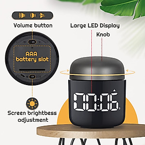 PINGKO Digital Kitchen Timer for Cooking - Visual Countdown Alarm Timers Small with Battery Loud Sound Large LED Display - Cute Baking Timers for Oven Food Classroom Desk Home Office Reading Bedroom