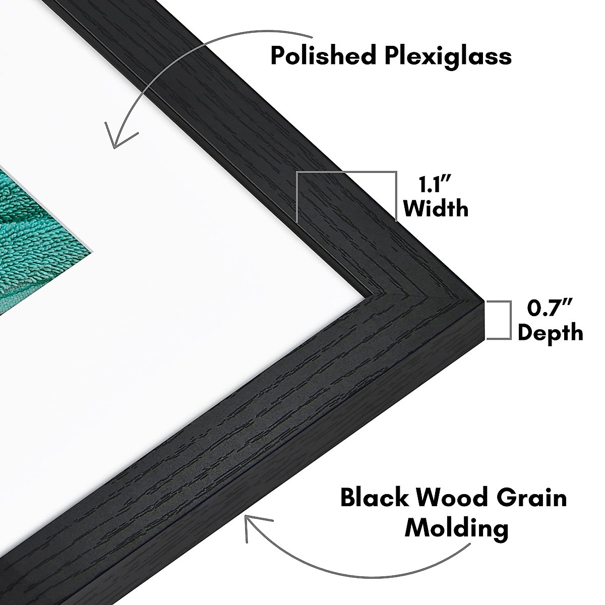 Americanflat 16x20 Picture Frame with Polished Plexiglass - Use as 11x14 Frame with Mat or 16x20 Frame Without Mat - Hudson Collection - Wide Photo Frame for Wall Display - Black