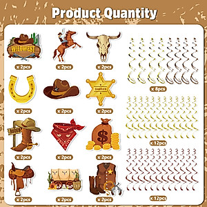 Gameza West Cowboy Party Decorations - 32PCS Western Party Decorations Hanging Swirls Wild West Cowboy Rodeo Theme Birthday Party Decorations Cowboy Baby Shower Party Decorations Supplies