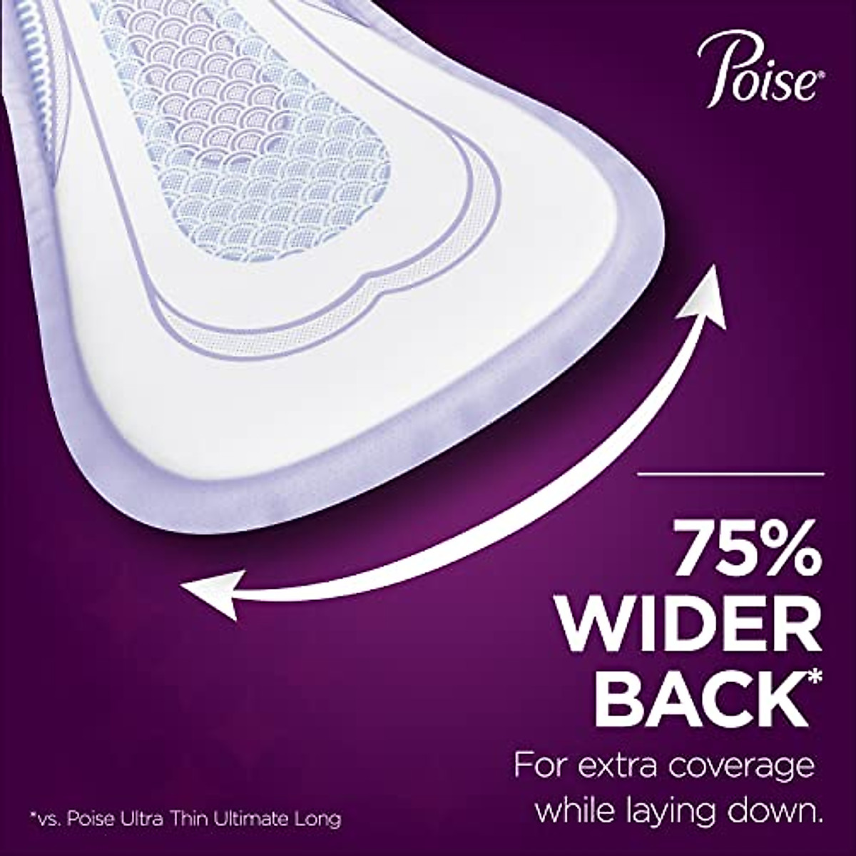 Poise Overnight Incontinence Pads for Women, Ultimate Absorbency, 72 Count (2 Packs of 36) (Packaging May Vary)