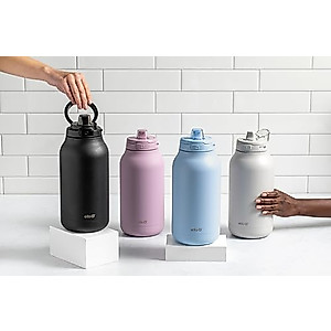 Ello Hydra 64oz Half Gallon Vacuum Insulated Stainless Steel Jug with Locking, Leak-Proof Lid and Soft Silicone Straw, Metal Reusable Water Bottle, Keeps Cold All Day, Mauve