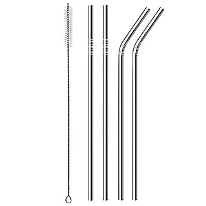 Metal Stainless Steel Straws, 4pcs 12" Ultra Long Reusable Metal Drinking Straws with Cleaning Brush and Silicone Tips for Tall Tumblers