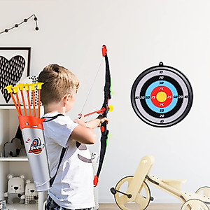 Bow and Arrow for Kids with LED Lights - Kids Archery Set includes 1 Bow, 10 Suction Cups Arrows, 2 Targets and Quiver, Play Indoor and Outdoor for Boys Girls Aged 3 4 5 6 7 8-12 Years