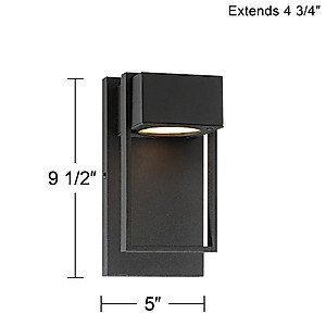Possini Euro Design Pavel Modern Sconce Outdoor Wall Light Fixture LED Textured Black Metal 9 1/2" Crystal Downlight for Exterior House Porch Patio Outside Deck Garage Yard Front Door Garden Home