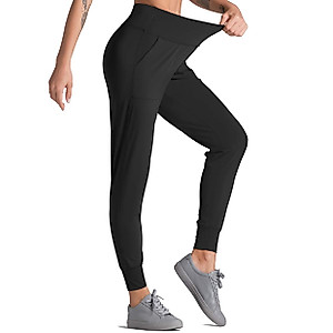 Dragon Fit Joggers for Women with Pockets,High Waist Workout Yoga Tapered Sweatpants Women's Lounge Pants (X-Large, Joggers78-Black)