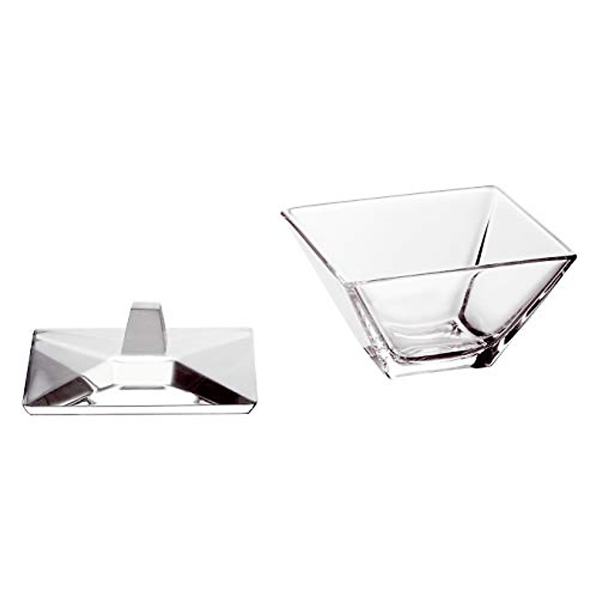 Barski - European Glass - Square - Covered - Candy - Nut - Chocolate - Jewelry - Box - 4.2" Diameter - Made in Europe