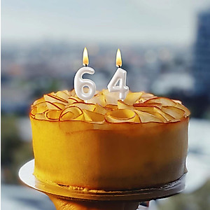 2.36" 25th 52nd Number Candles Birthday Gifts for Women Men Birthday Decorations Birthday Candles Numbers Happy Birthday Candles for Cake 2 Candle for Women for Men (White)