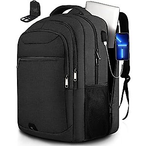 Z-MGKISS Travel Backpack, Large Laptop Backpack, TSA Carry On Backpack Flight Approved, Durable Business Gaming Backpack College School Backpack For Women Men with USB Fits 17.3 Inch Notebook, Black