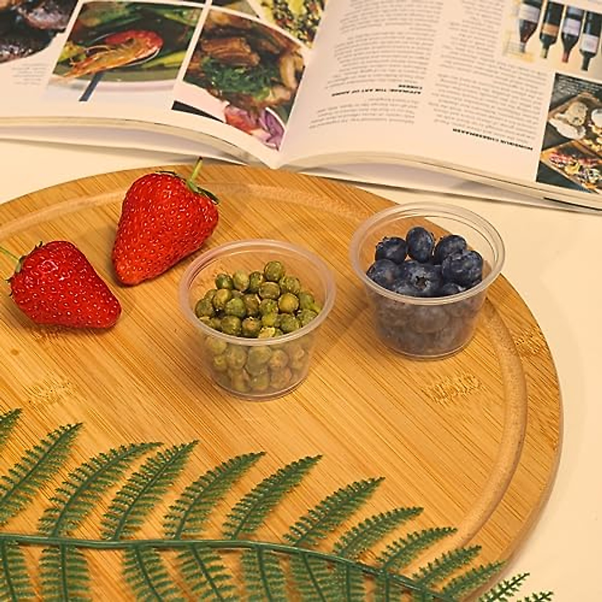 Packer Mate [150 Sets - 2 oz] Portion Cups With Lids, Jello Shot Cups With Lids, Small Plastic Containers With Lids, Plastic Sauce Cups With Lids, Disposable Condiment Cups With Lids, Souffle Cups