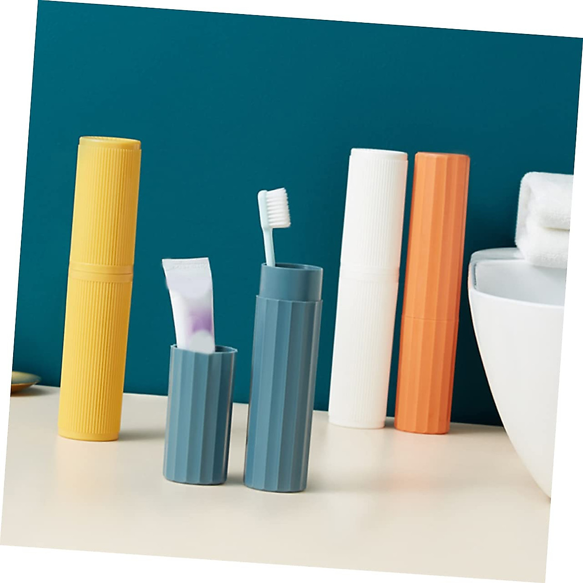 Levemolo 4 pcs Hotel Containers Home Mouthwash Organizers Trips Daily Multi-Function Camping Uses Container Cup Use Business Toothpaste Cups Storage Portable Toothbrush Organizer