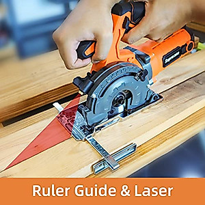 Circular Saw with Laser Guide 1000w 5-Inch Corded Circular Saws with 24T TCT blade for Woods, Tile, Soft Metal and Plastic