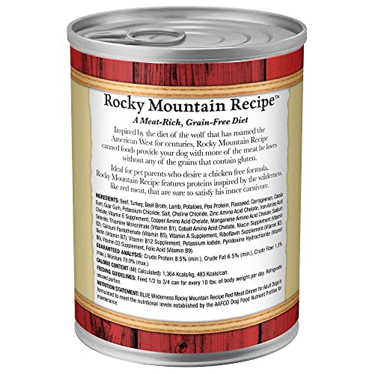 Blue Buffalo Wilderness Rocky Mountain Recipe High Protein, Natural Adult Wet Dog Food, Red Meat 12.5-oz cans (Pack of 12)