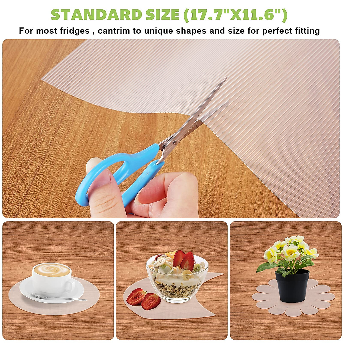 8pcs Refrigerator Liners for Shelves Washable, Fridge Shelf Liners Nonslip, Refrigerator Mats Liner for Glass Shelves, Shinywear Fridge Liners for Freezer Cupboard Cabinet Drawer, 4 Color