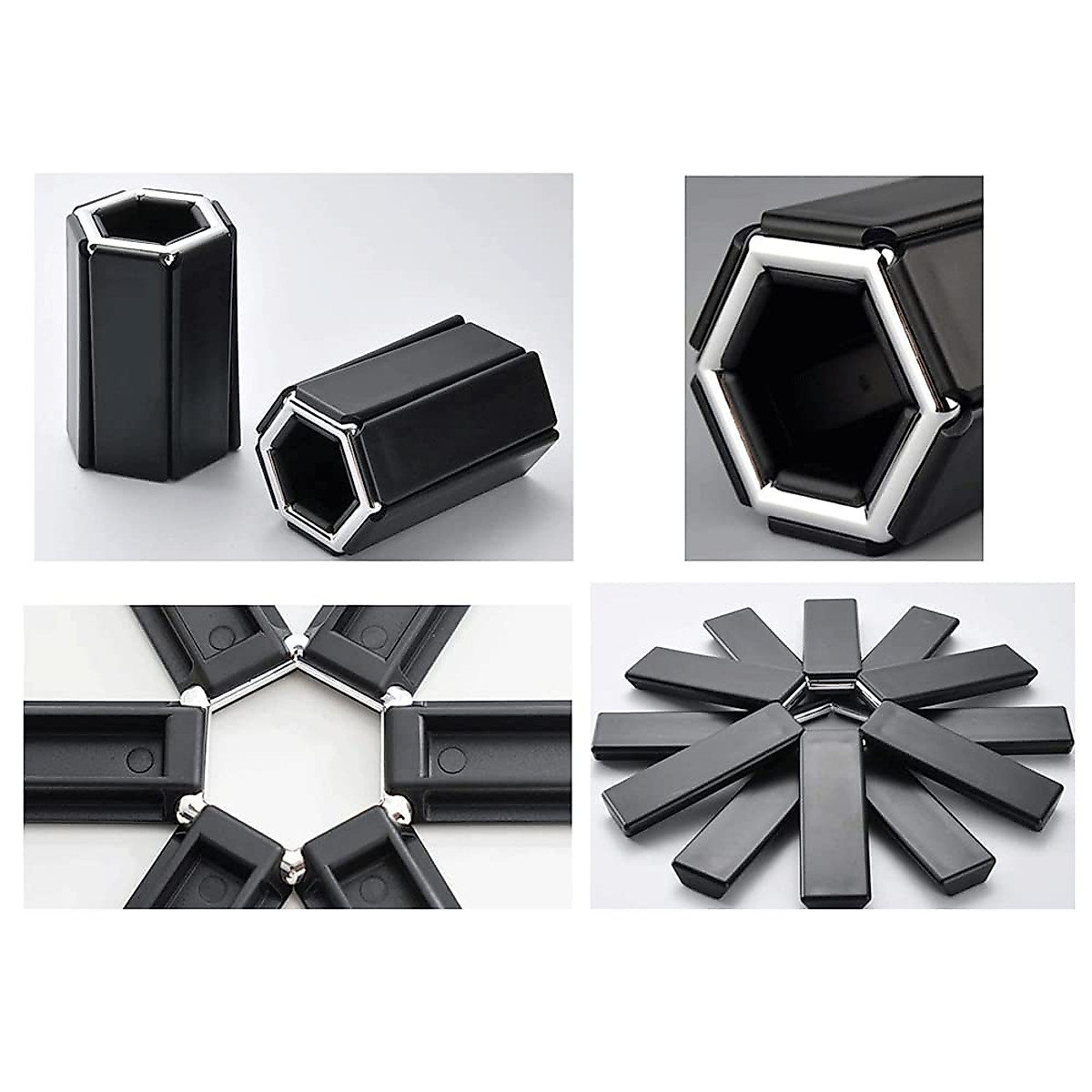 Mcles 3 Pack Trivet for Hot Dishes Collapsible Hot Pad Non-Slip Heat-Insulating Placemat,Heat-Resistant Folding Pad, Eco Expanding Silicone Pot Holder for Household Kitchen Gadgets, Black