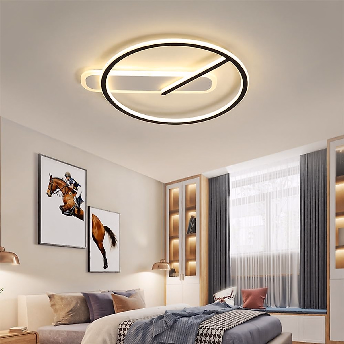 Hanging Lamp, Ultra-Thin Round Ceiling Light, LED Three Color Dimming Flush Mount Ceiling Light, Dimmable 3000K-6000K Ceiling Lamps for Bedroom Dining Living Room Kitchen Hallway (Size : 50cm)