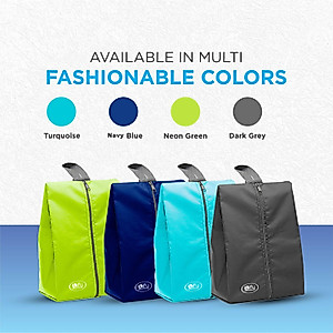 Lify Shoe Storage Organizer Bags Set, Waterproof Nylon Fabric with Sturdy Zipper for Traveling (6 Pack) (Navy Blue And Aqua Blue(Turquoise))