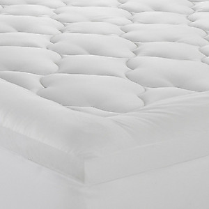 Ella Jayne Lofty 100% Cotton Plush Gel Fiber Filled Mattress Topper, 2" Extra Loft, Deep Elastic Skirt, Fits 22" Mattress - King (78″x80″x2″)