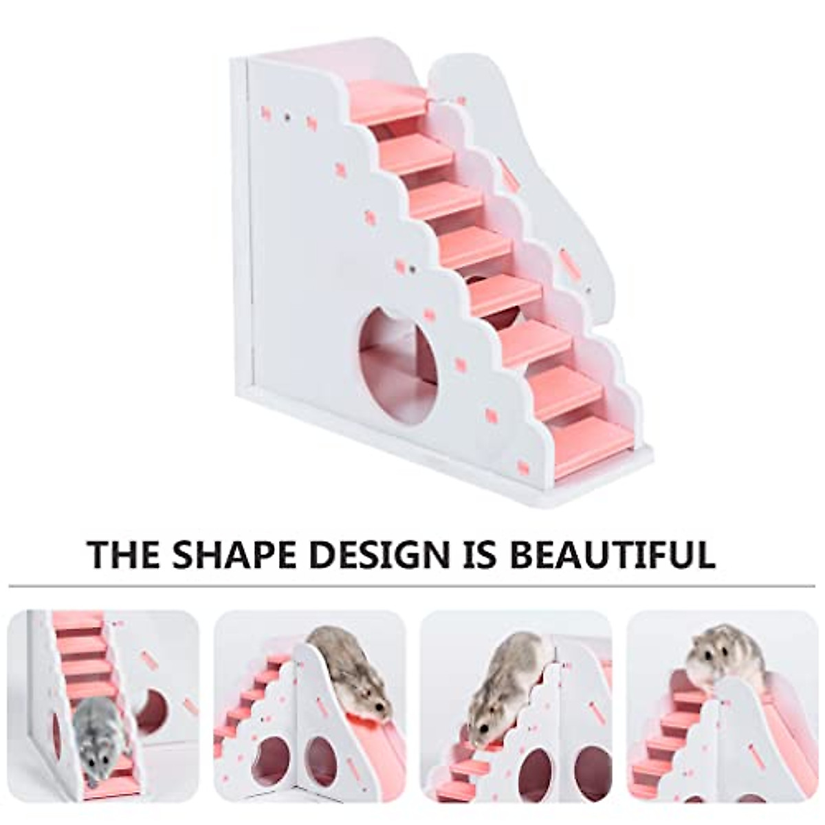 Ipetboom Wooden Hamster House with Stair Ladder Slides Small Animals Hideout Funny Climbing Exercise Toy Guinea Pig Cage Accessories for Chinchillas Rabbits Ferrets