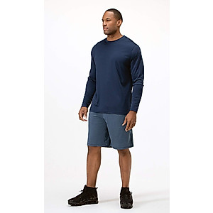 DEVOPS 2 Pack Men's Sun Protection Shirts UV SPF UPF 50+ Long Sleeve Rash Guard Fishing Running Quick Dry Lightweight (X-Large, Navy)