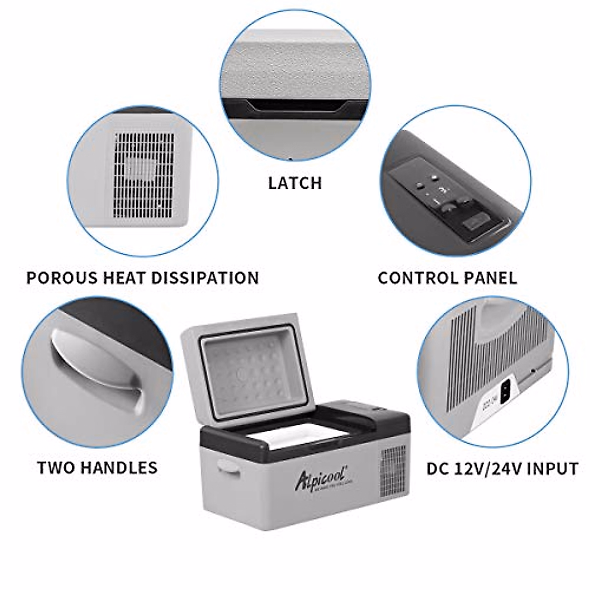 Alpicool C20 Portable Car Freezer,12 Volt Refrigerator, 21 Quart (20 Liter) Fast Cooling 12V Car Fridge -4℉~68℉, Car Cooler, 12/24V DC and 100-240V AC for Outdoor, Camping, RV, Truck, Boat