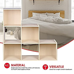 Home Basics Open and Enclosed Cube MDF Storage Organizer, Oak (6-Cube Tiered)