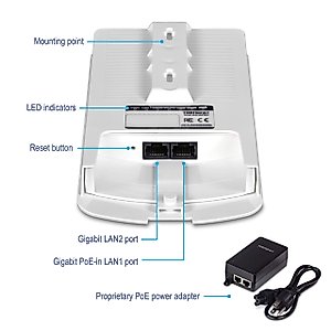 TRENDnet 14 DBI WiFi AC867 Outdoor Poe Preconfigured Point-to-Point Bridge Kit, 4 DBI Directional Antennas, for Point-to-Point WiFi Bridging Applications, 5GHz, AC867, TEW-840APBO2K (Renewed)