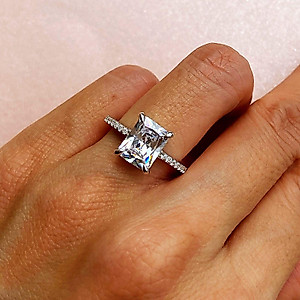 925 Sterling Silver 9x7mm 2.5 Ct Radiant-cut Bridal Ring Solitaire Engagement Anniversary Wedding Ring (5)