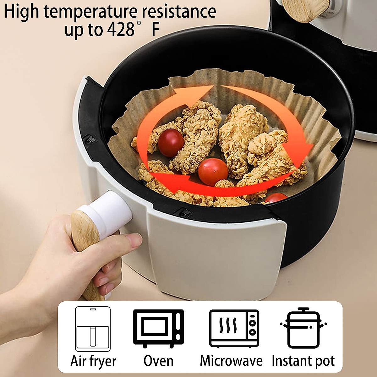 200Pcs Air Fryer Disposable Paper Liner, Round Non-Stick Air Fryer Liners Parchment Paper for Air Fryer Baking Roasting Microwave Oven (6.3 inch)