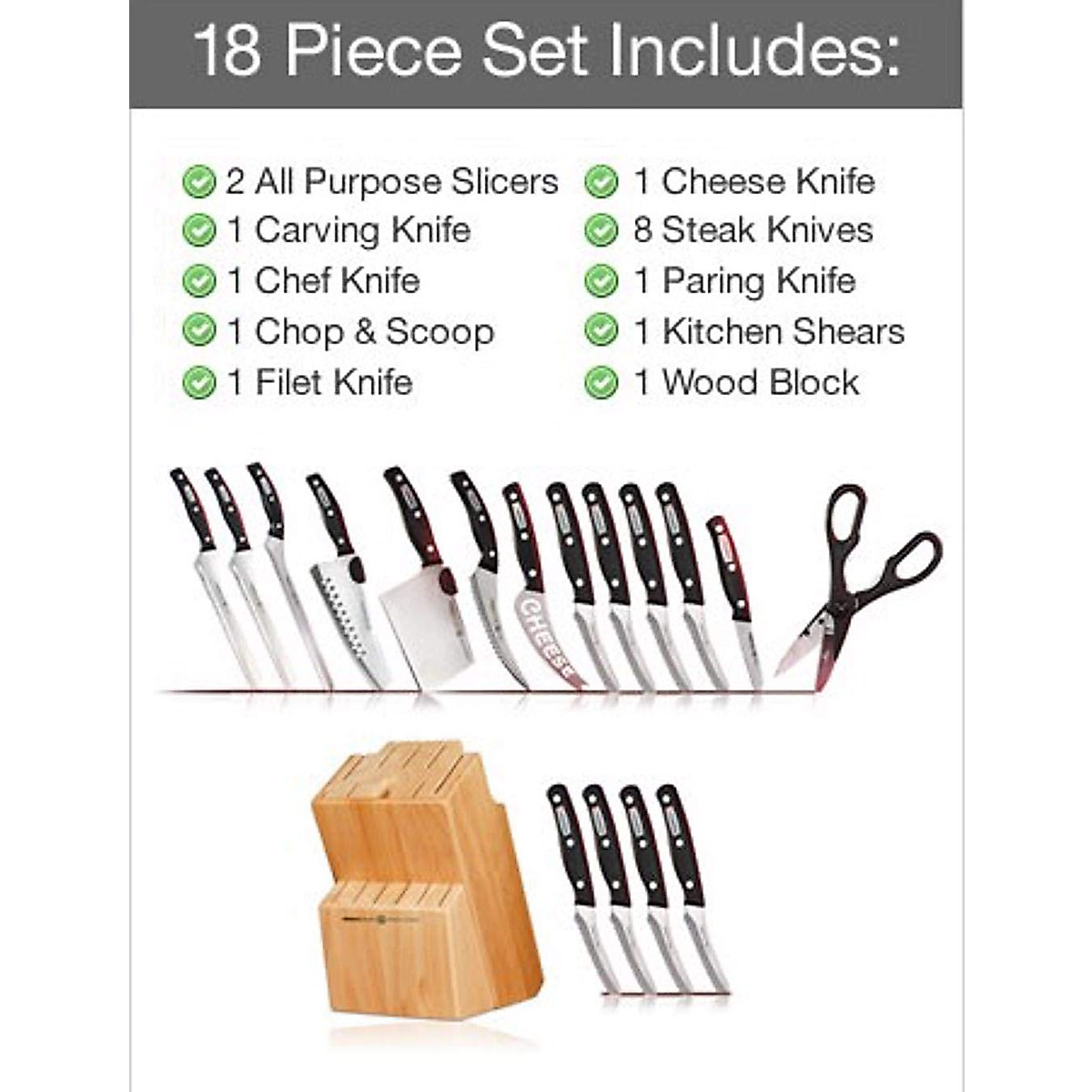 Miracle Blade IV World Class Professional 18 Piece Set and Cutting Board Bundle
