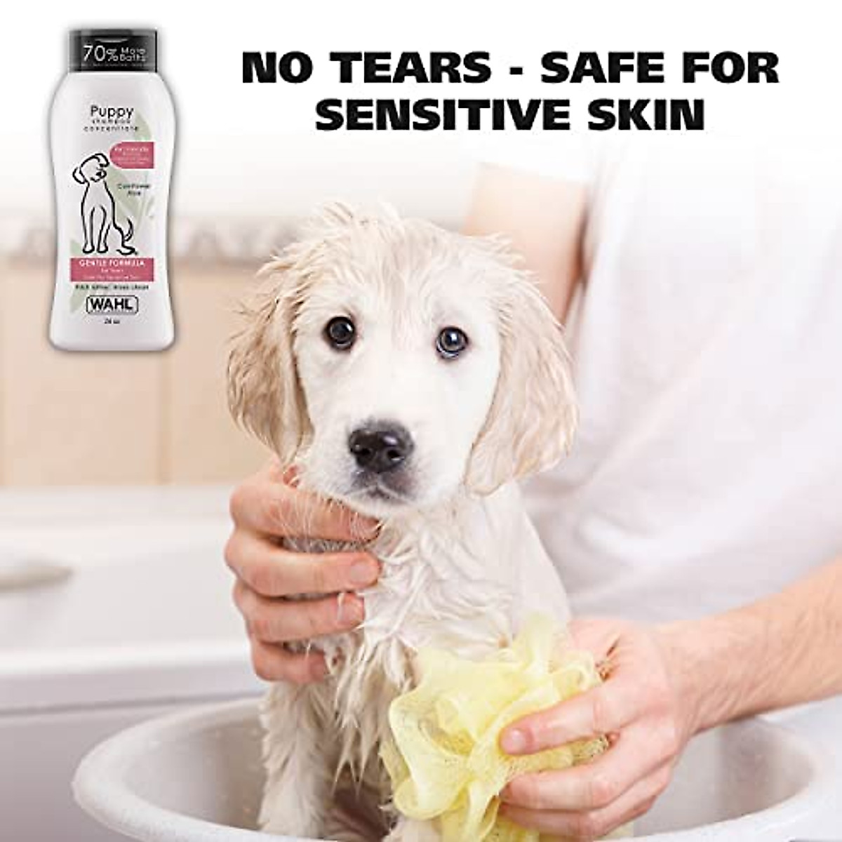 Wahl Gentle Puppy Shampoo for Pets – Cornflower & Aloe for Grooming Dirty Dogs - 24 Oz - Model 820002A