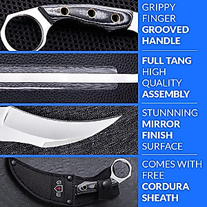 Bundle of 2 Items - Pocket Knife - Tactical Folding Knife - Knife with Fire Starter Paracord Handle - Claw Knife Micarta Handle Sharp Blade - Camping Knives - CSGO Karambits for Men and Women - Gifts