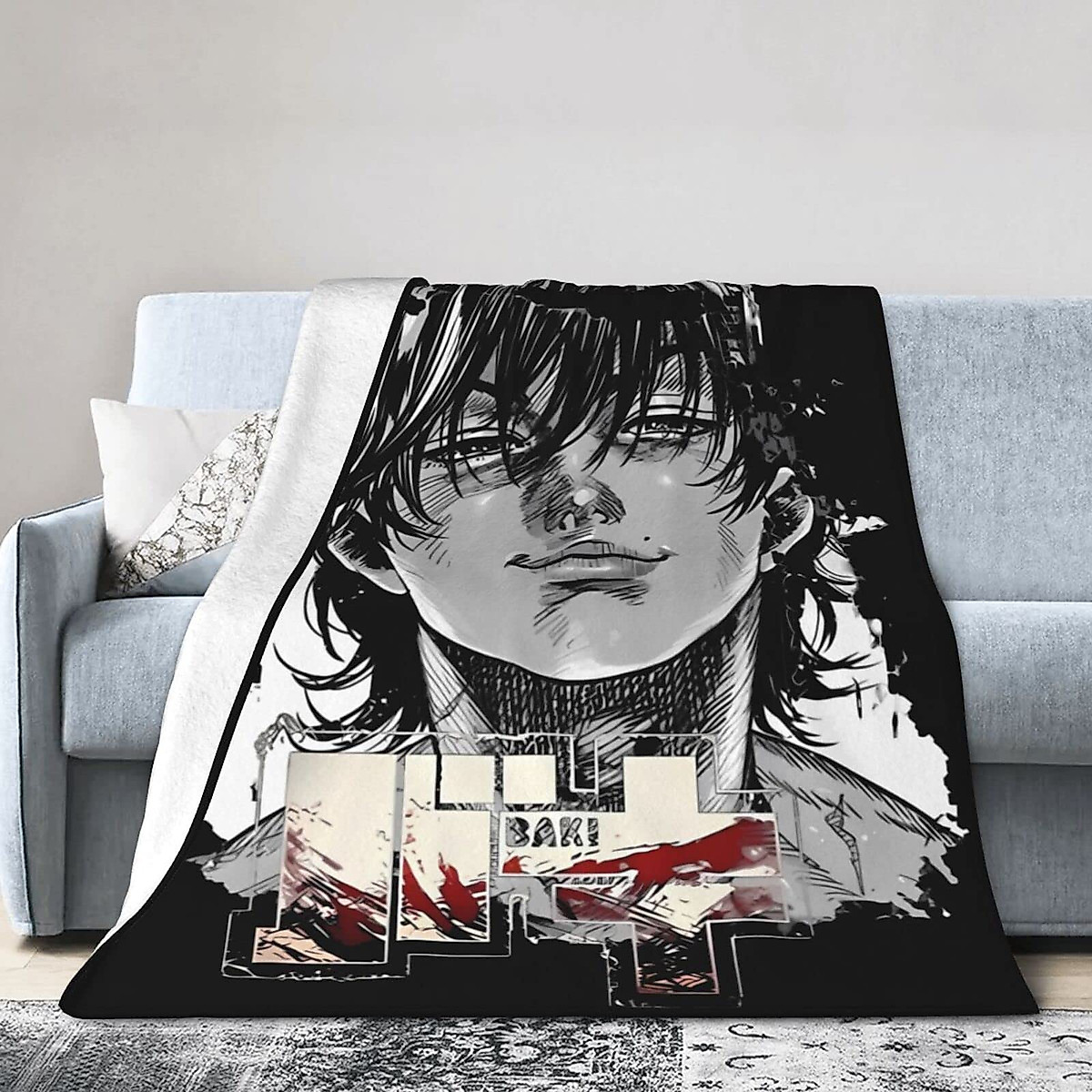 Anime Baki The Grappler Baki Hanma Throw Blanket Ultra-Soft Micro Fleece Cozy Warm Suitable for All Living Rooms/Bedrooms/Sofa 40"X30"