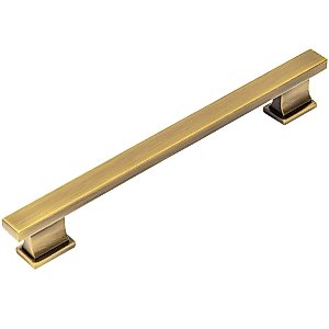 Cosmas 10 Pack 702-160BAB Brushed Antique Brass Contemporary Cabinet Hardware Handle Pull - 6-5/16" Inch (160mm) Hole Centers