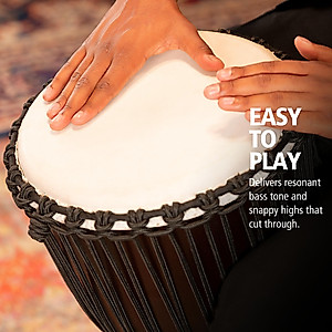 Meinl Percussion Djembe Hand Drum Circle Instrument, Carved Mahogany Headliner Series — NOT Made in China — African Mali Weave Ropes, 2-Year Warranty, Congo, Extra-Large (HDJ1-XL)