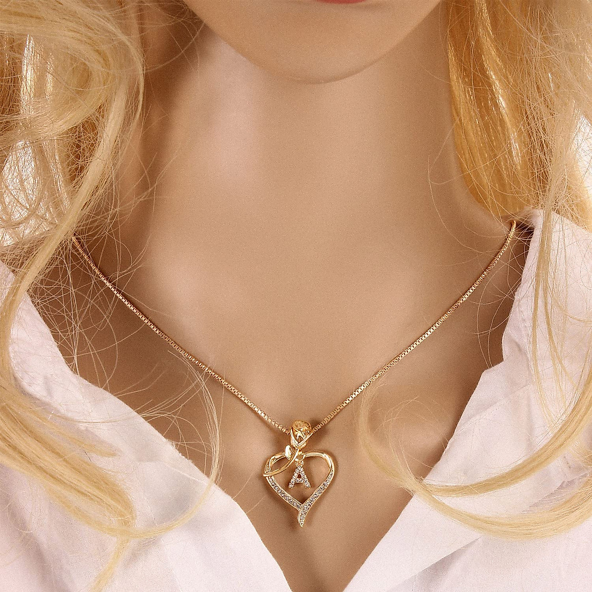 JSJOY Heart Necklace for Teen Christmas Gifts Women Initial Necklaces for Women Rose Flower Letter S Necklace Initial Jewelry Birthday Gift Stocking Stuffers for Teens