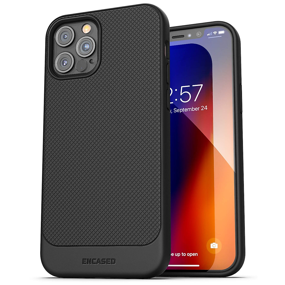 Encased Thin Armor Series Compatible with iPhone 12 Pro Max Belt Clip Case Slim Grip Cover with Holster - Black