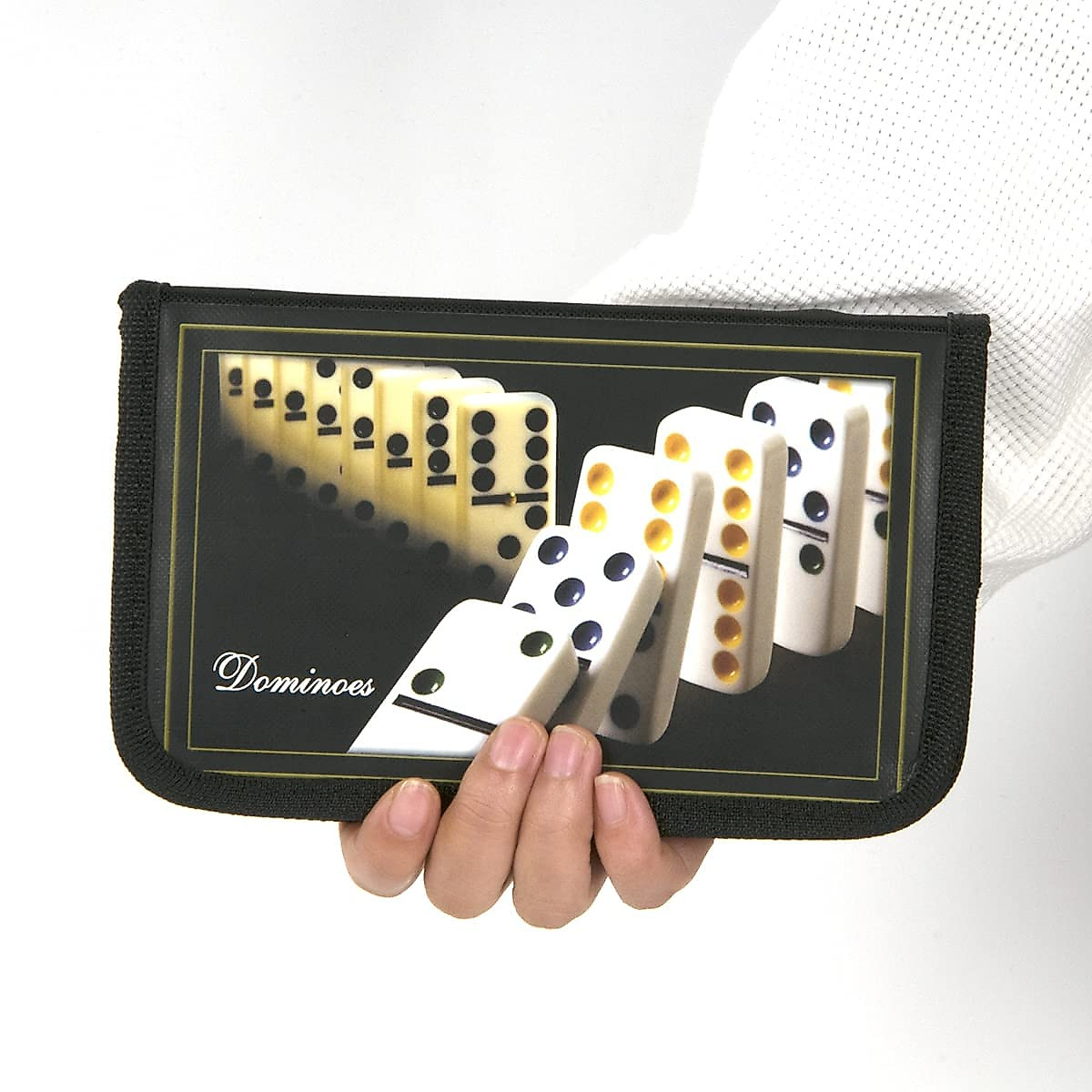 MEIOCION Dominoes Set- 28 Piece Double 6 Ivory Domino Tiles Set, Classic Family Game with Cloth Storage Case