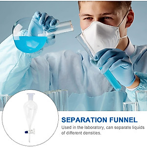 POPETPOP Separating Funnel- 250ml Separatory Funnel Pear Shaped Borosilicate Glass Separatory Funnel Laboratory Separation Funnel Separation Funnel for Lab