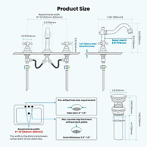 Wall Mounted Oil Rubbed Bronze Bathroom Rainfall Shower Faucet System Set Mixer 8-Inch Round Head with Matte Black Victorian Widespread Deck Mounted Three Holes Double Handles