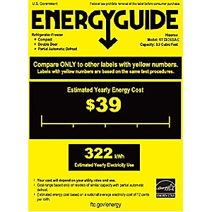 Hisense RT33D6BAE Compact Refrigerator with Double Door Top Mounted Freezer, 3.3 cu. ft, Stainless Silver