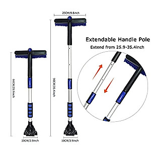 Joraky 3-in-1 Extendable 31" to 40" Car Snow Ice Scraper and Snow Brush, Snow Scraper with Brush, Extendable for Car Windshield Window Scraper, Car Snow Brush and Ice Scraper for Car, SUV, Truck.