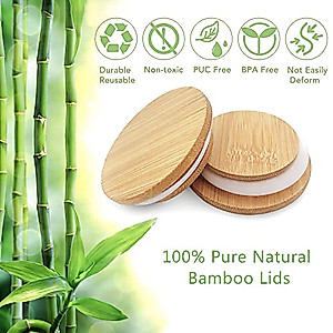 Oui Yogurt Jar Lids-8 Pack Oui Lids- Natural Bamboo Wood with Silicone Sealing Rings and Oui Yogurt Bottle Label,For 5 Oz Oui Yogurt Jars