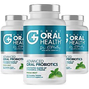 Oral Probiotics for Mouth Bad Breath Treatment for Adults: Dentist Formulated BLIS K12 M18 Advanced Oral Probiotics for Teeth and Gums, 60 Chewable Oral Health Probiotics Supplement Tablets (Mint 3pk)