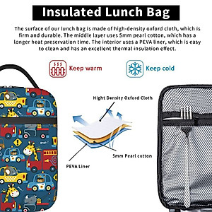 Cartoon Car Lunch Bags For Men Women Boys Girls Reusable Tote Lunch Bags For Office Work, School, Picnic, Camping