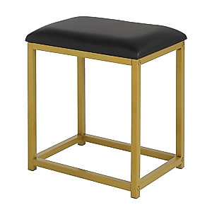 INXXCOROO Style Vanity Set with Lighted Mirror - Black Makeup Dresser with Stool