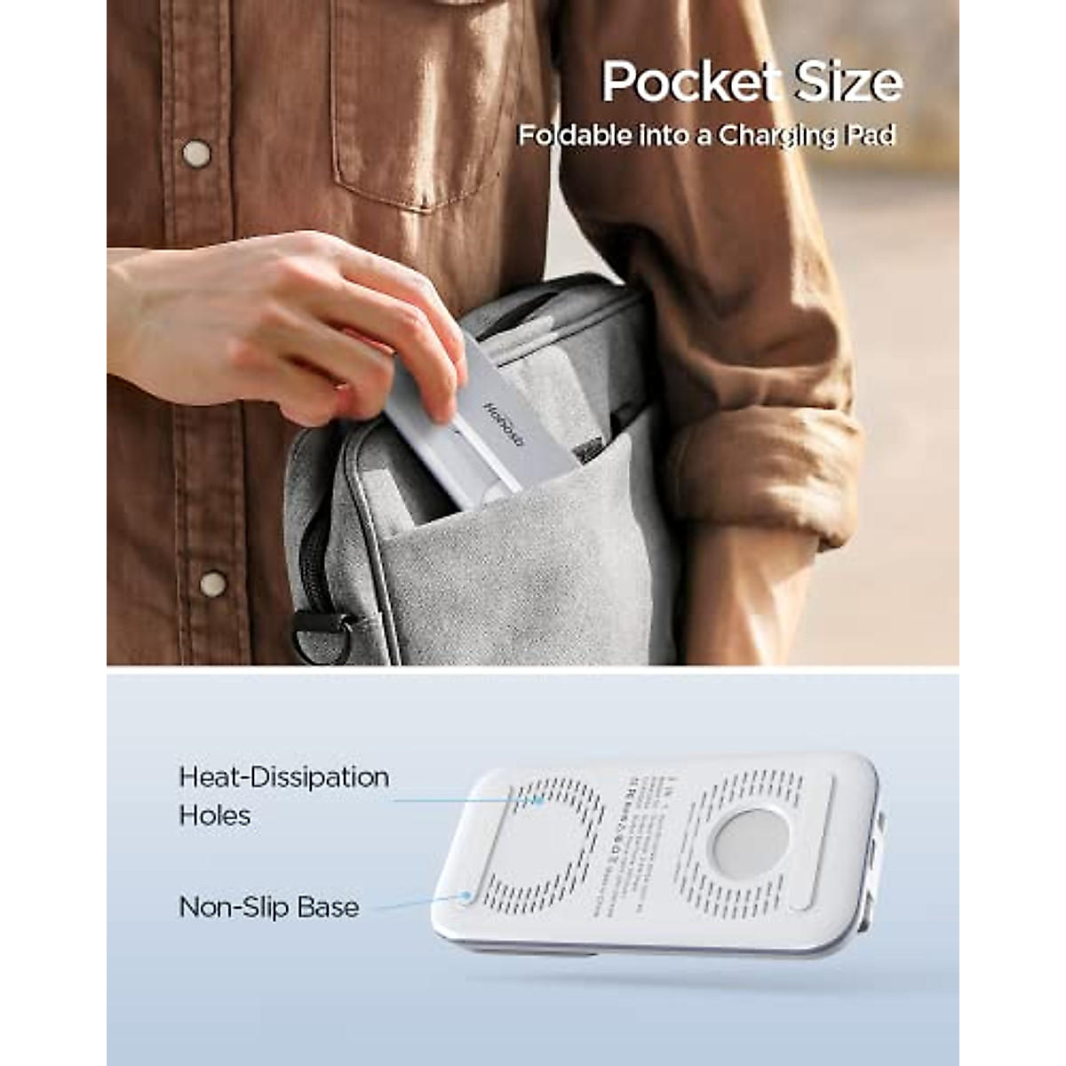 Upgraded Mag-Safe Charger-Hohosb 3 in 1 Mag-Safe Charging Station,Magnetic Foldable Charging Stand Compatible with iPhone 12/13/14 Series,AirPods Pro/2/3,iWatch 7/6/SE/5/4/3/2(18W Adapter Included)